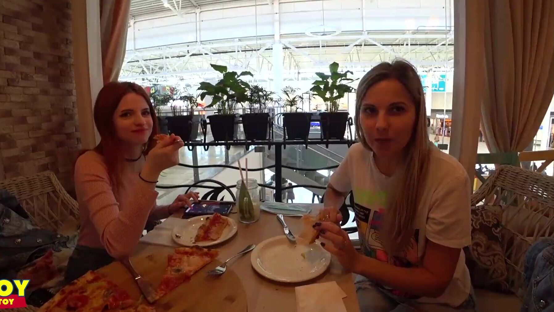 Two Hot Girls Get Off in Public with Remote Vibrators
